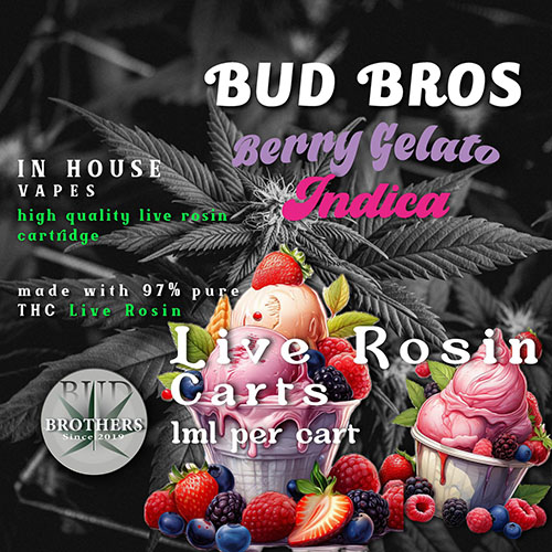 Bud Brothers Live Rosin 1ml Cartridge - Berry Gelato Indica - House of ...